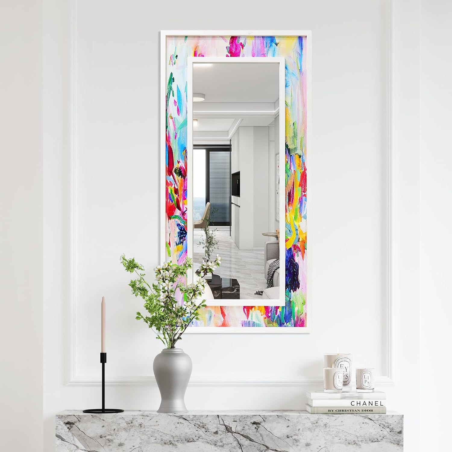 Amazon.com: Uaeoo Colorful Wall Mirror Decorative,Large Window Mirror ...