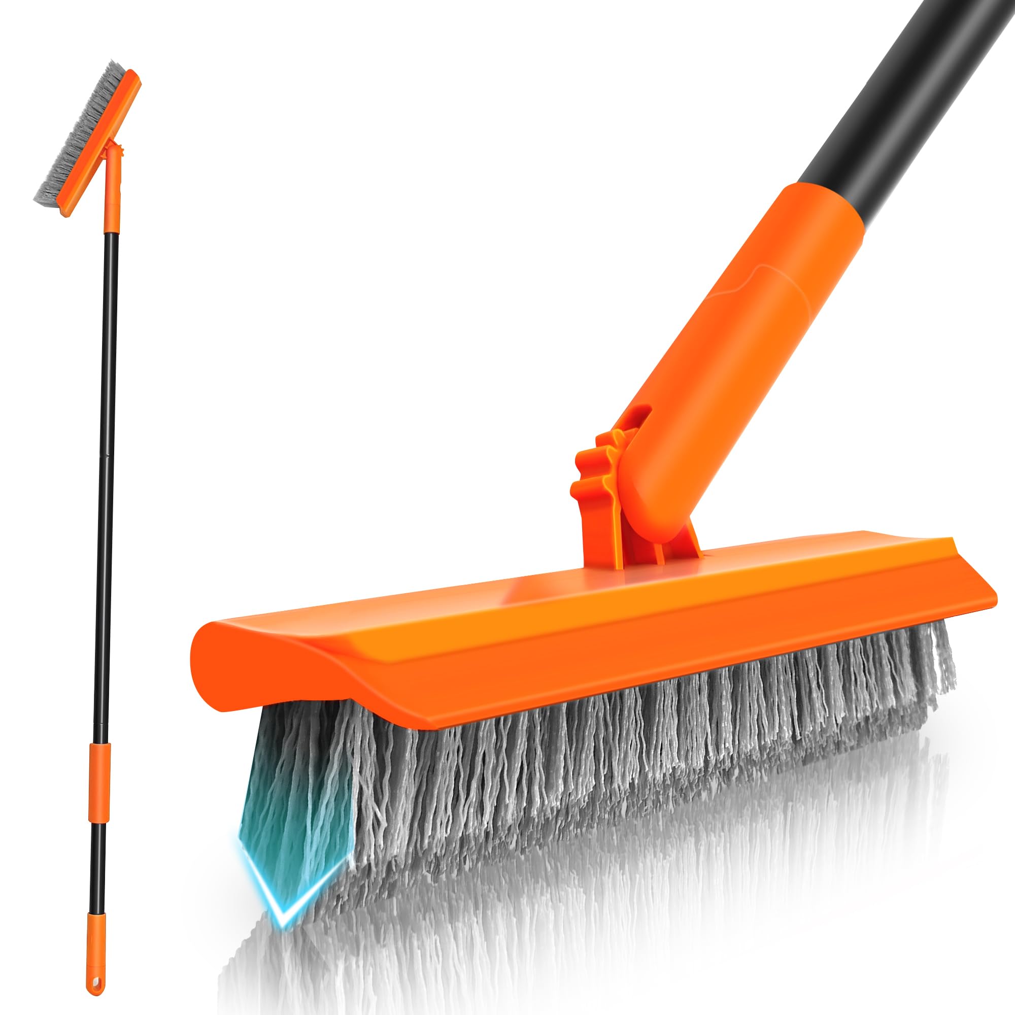 NEWE Grout Scrub Brush with Long Handle, Swivel V-Shaped Floor Scrubber ...