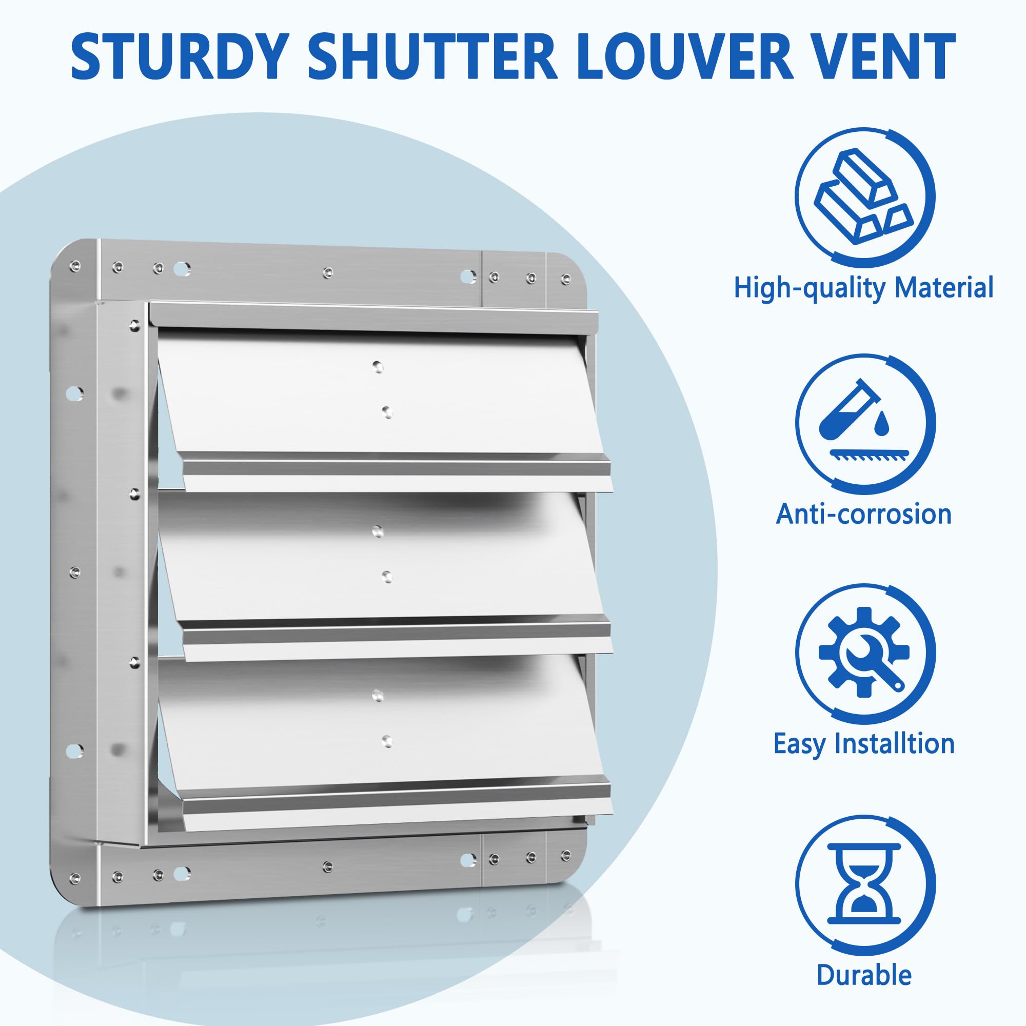 Snapklik.com : 16 Inch Galvanized Shutter Exhaust Louver Vent ...