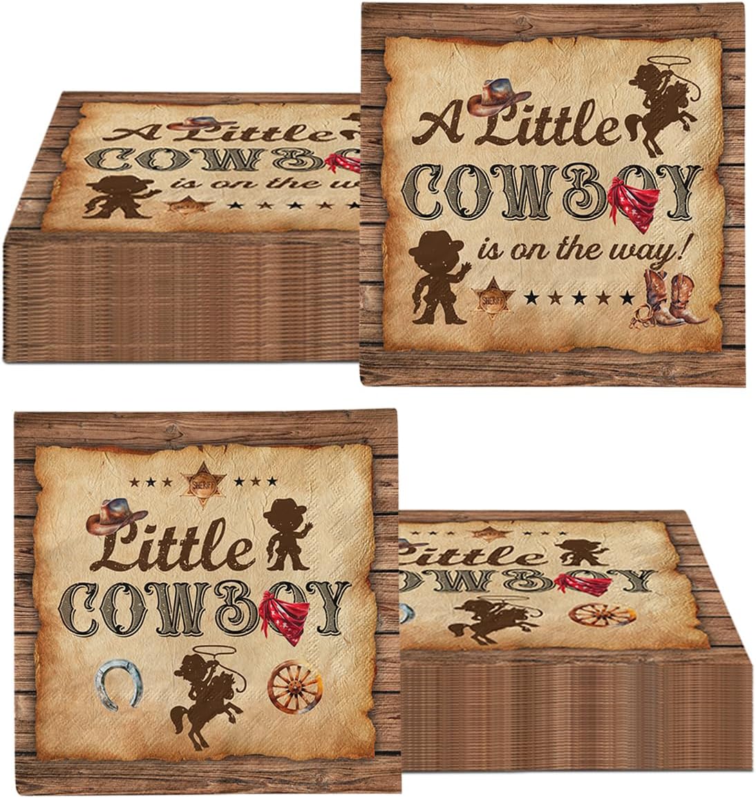 Amazon.com: 40Pcs Cowboy Napkins,Western Baby Shower Decorations ...