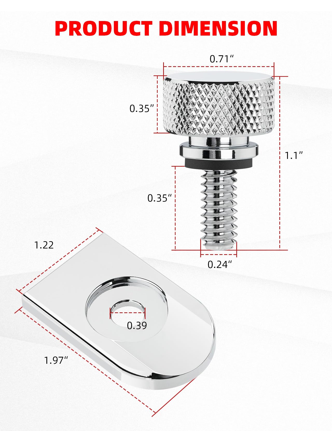 Snapklik.com : Chrome Stainless Steel Seat Bolt Tab Screw Mount Knob ...