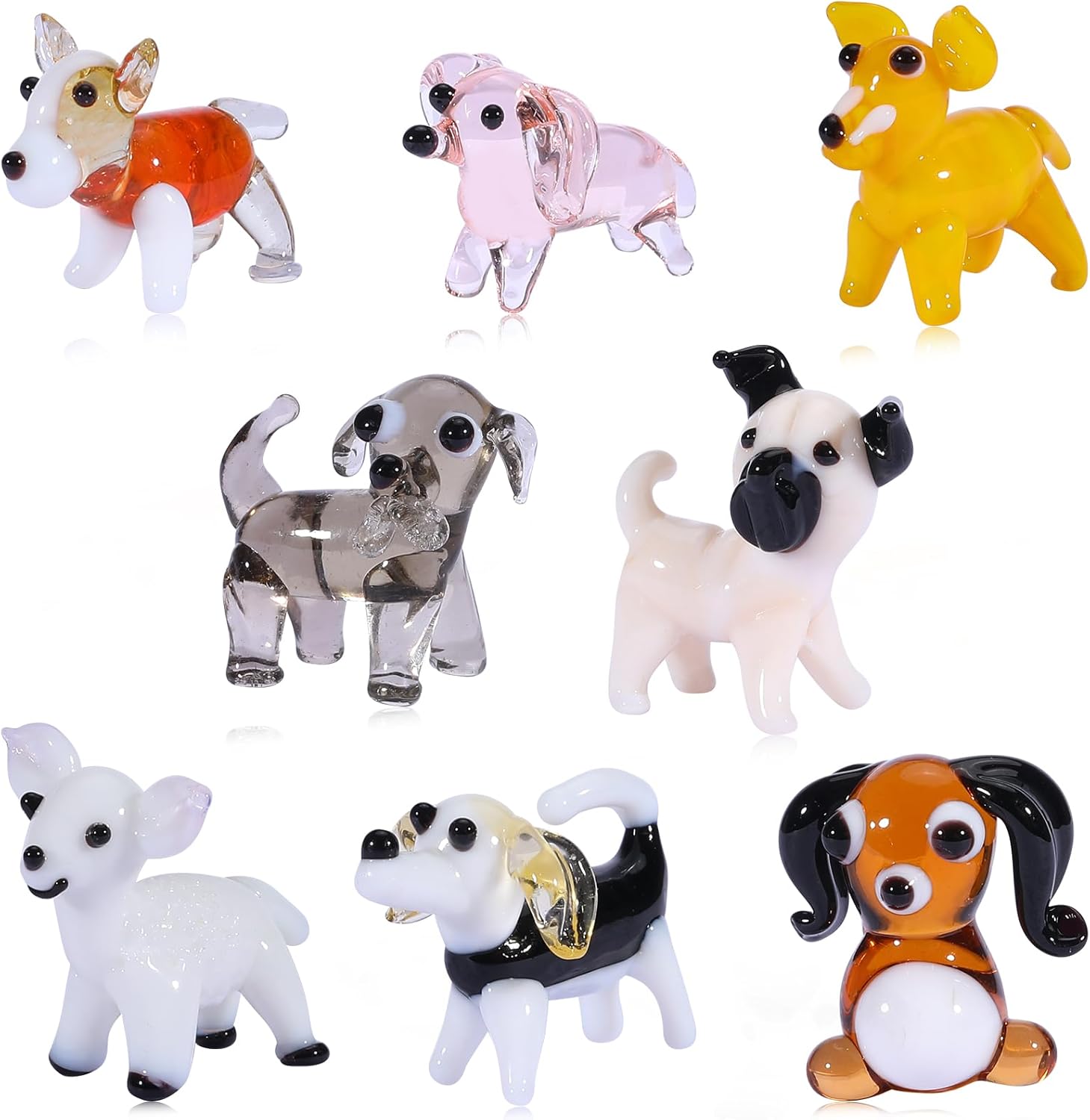 Amazon.com: WEWAYSMILE 8 Piece Hand Blown Glass Figurines Glass Animals ...