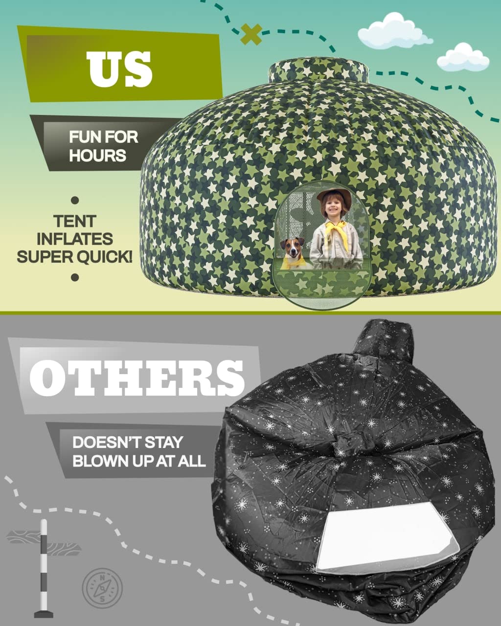 Snapklik.com : Skywin Air Tent Fort Playhouse For Kids (Camo Stars ...