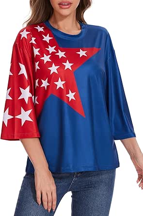 Amazon.com: RASPBERRY PUDDING Oversized USA T Shirts for Women American ...