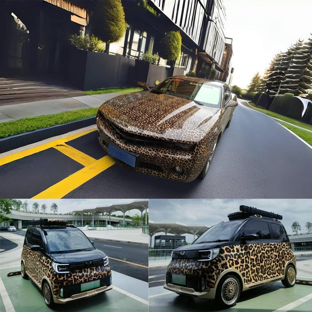 Amazon.com: XhuangTech Car Body Leopard Pattern Vinyl Wrap Stickers ...