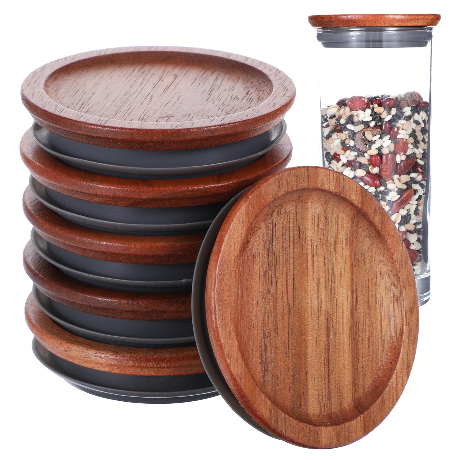 Amazon.com: Piriuuo 6 Pcs Wooden Lids for Mason Jars, Jar Lids Regular ...