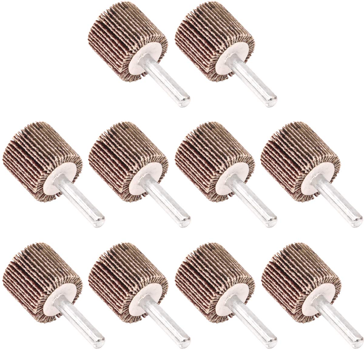 Koopi 10 Pack 1" x 1" x 1/4" Shank Mounted Flap Wheels, 80 Grit ...