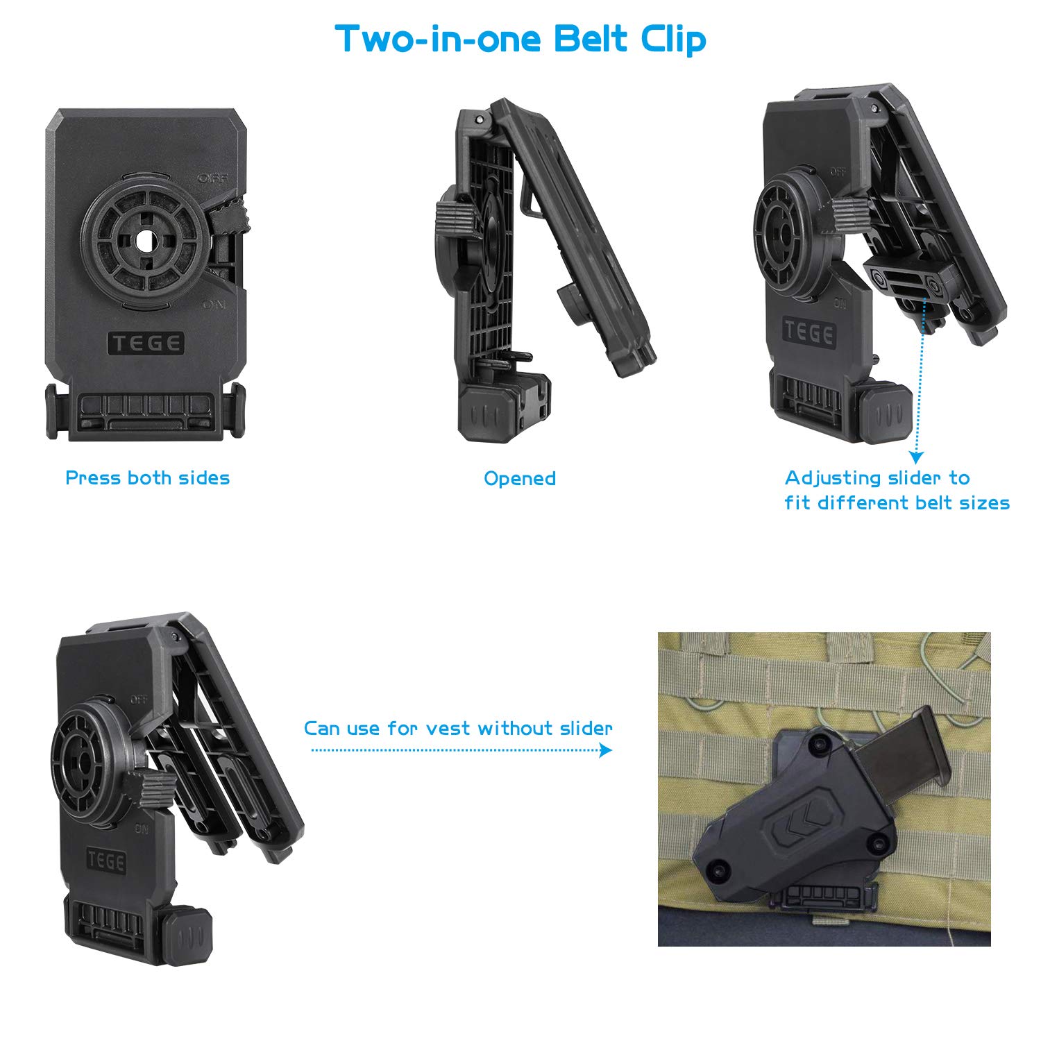 Single Magazine Holster Mags Pouch, 9MM/.40.357.45ACP Cal Dual Stack ...