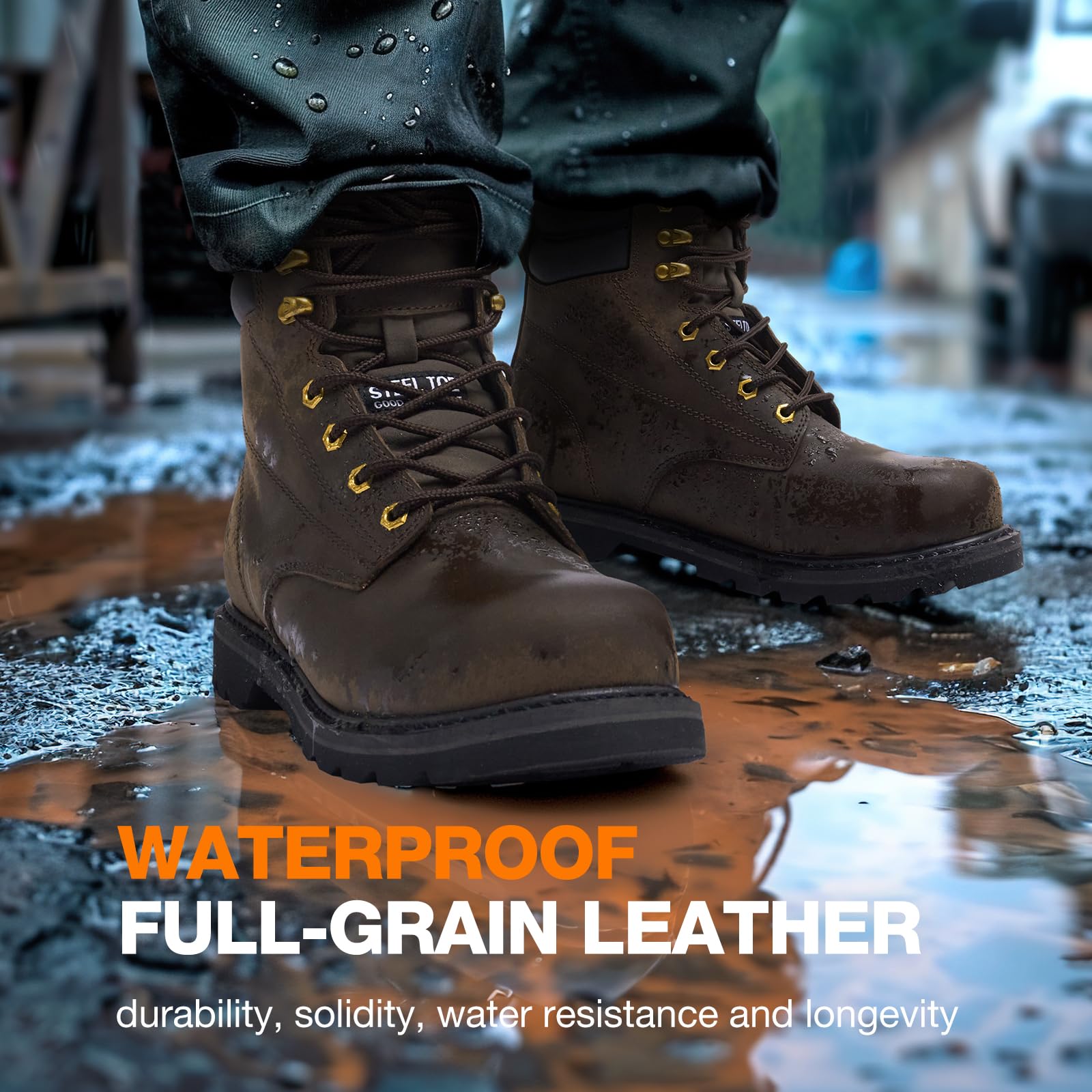 Snapklik.com : NINGO Steel Toe Work Boots For Men, Waterproof ...