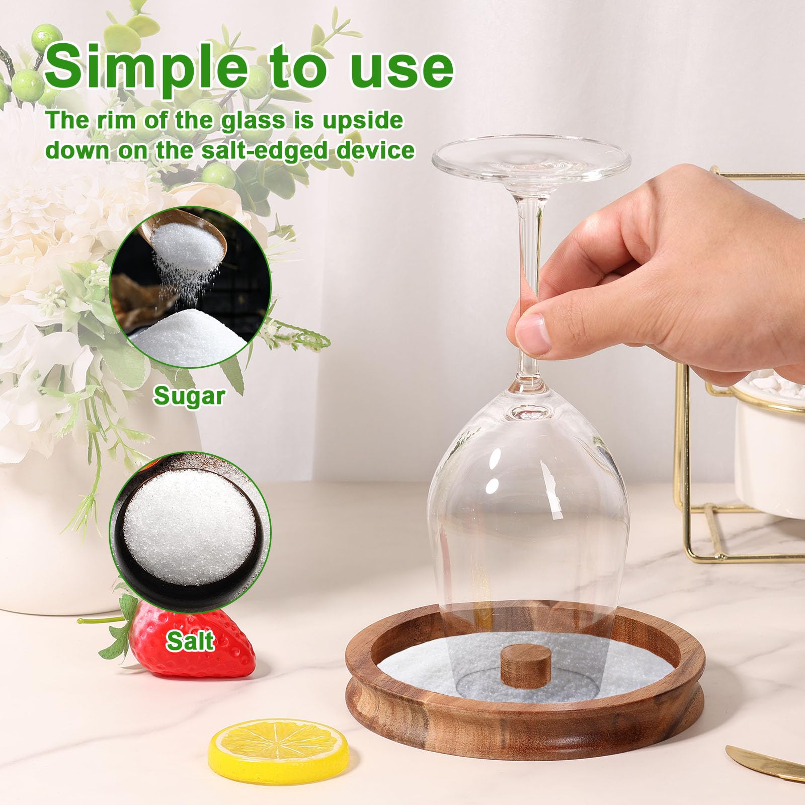 Bamboo Margarita Salt Rimmer Tray With Rotating Design 5-Tier Rotating ...