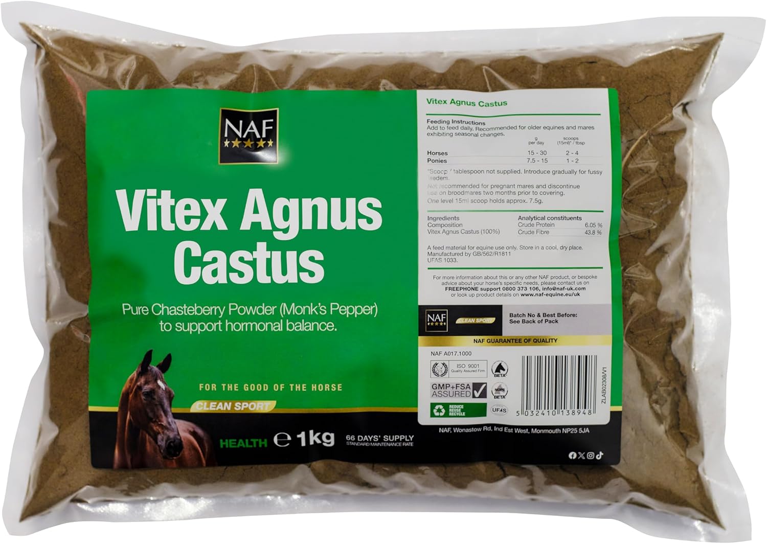 NAF Vitex Agnus Castus Powder 1kg – Natural Hormonal Support for Horses ...