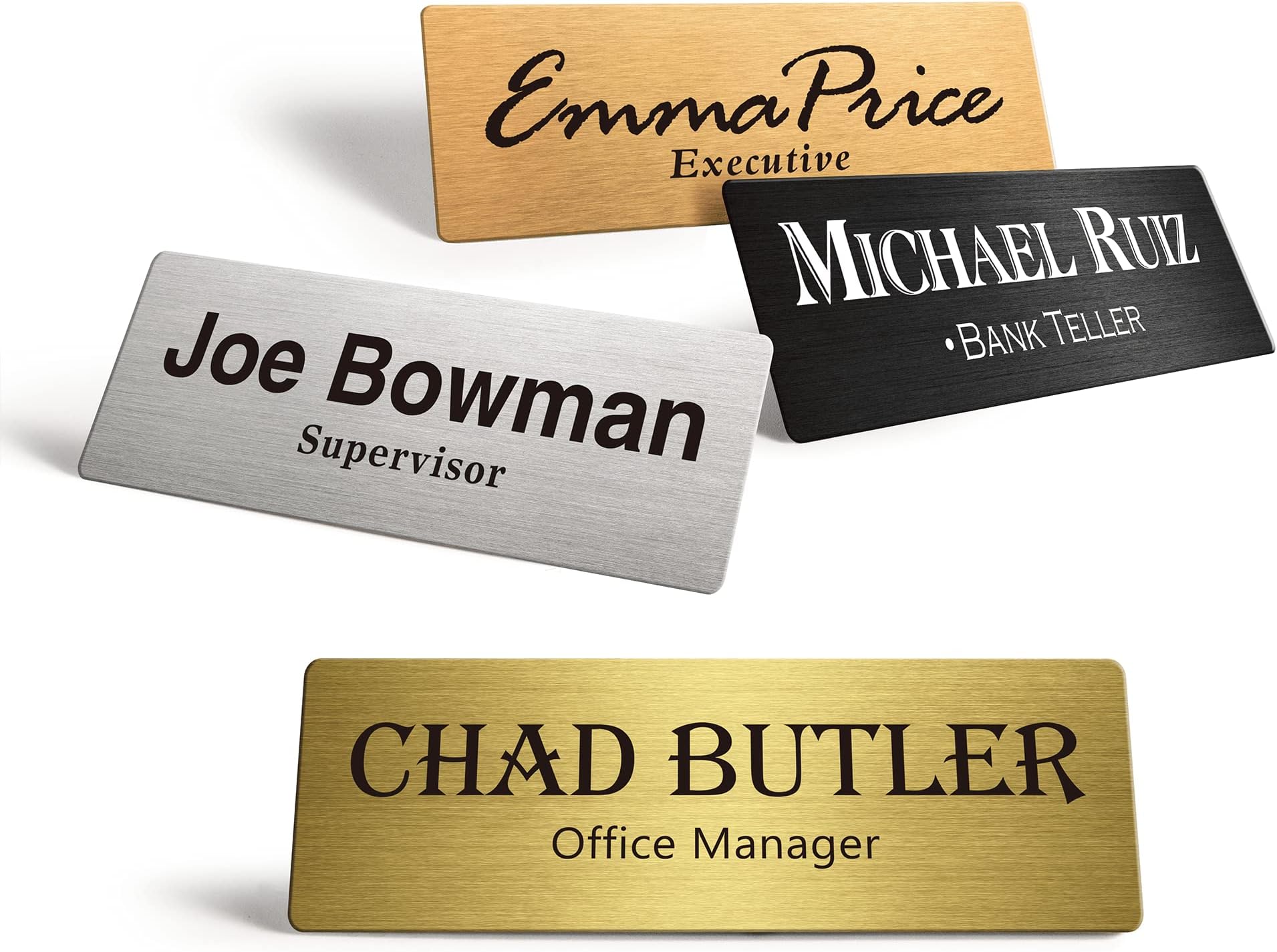 Amazon.com : Personalized Premium Name Badge Staff ID Tag with Pin ...