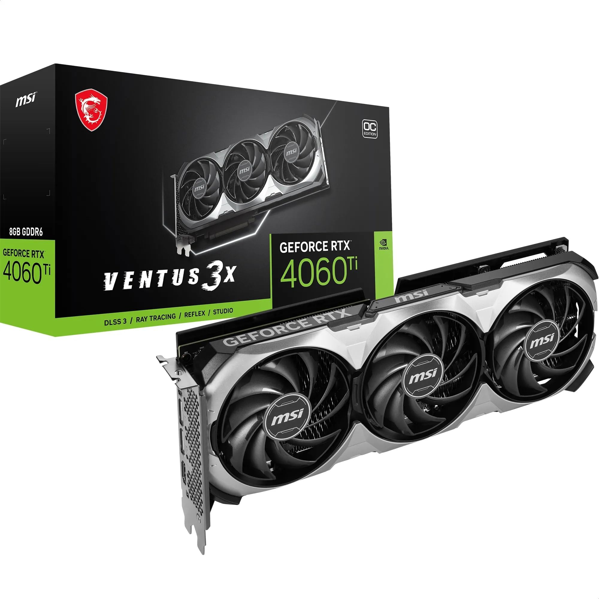 MSI GeForce RTX 4060 Ti Ventus 2X Black 16G OC Grafikkarte -NVIDIA RTX ...