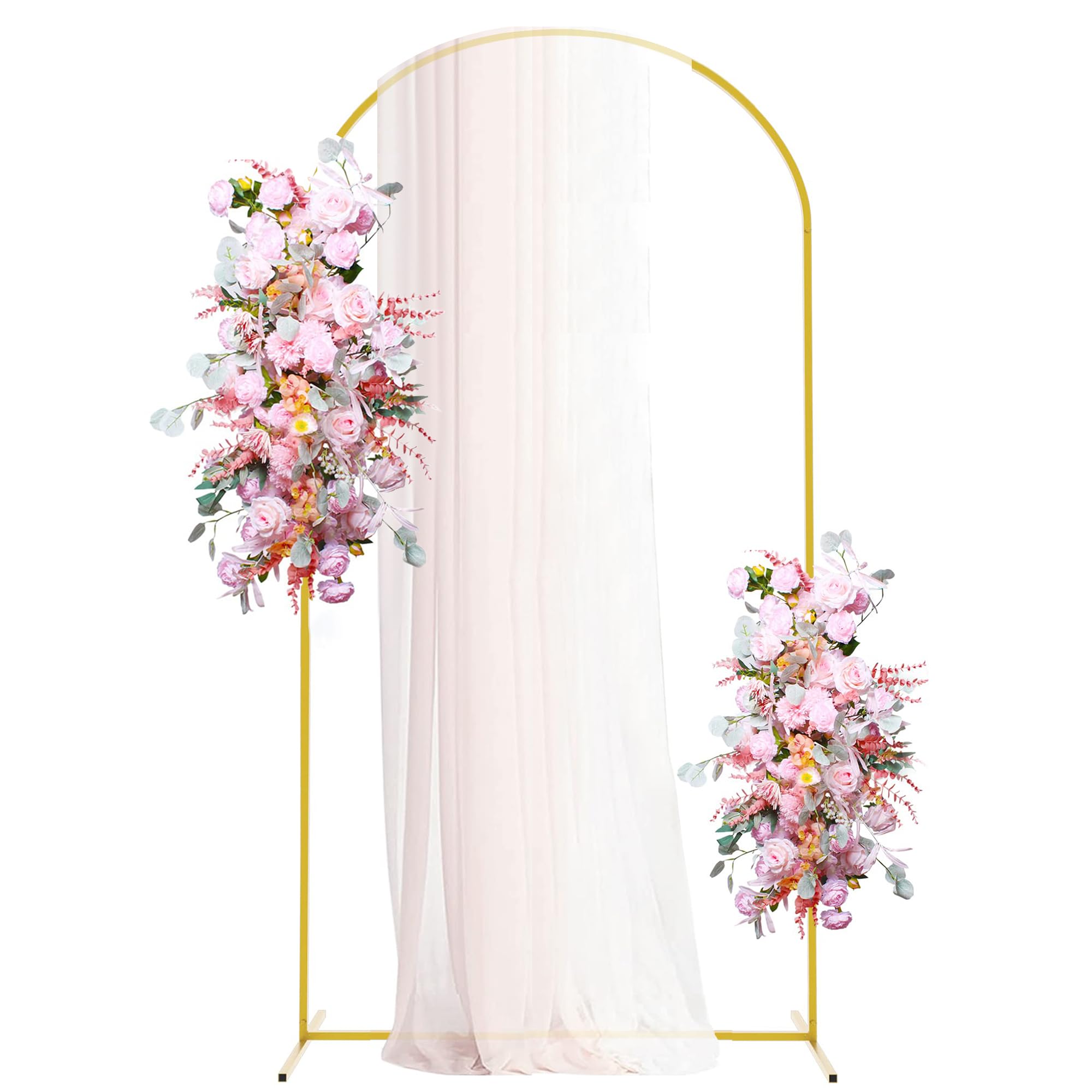 Buy 7.2x4FT Metal Gold Wedding Arch Backdrop Stand Balloon Arched Frame ...