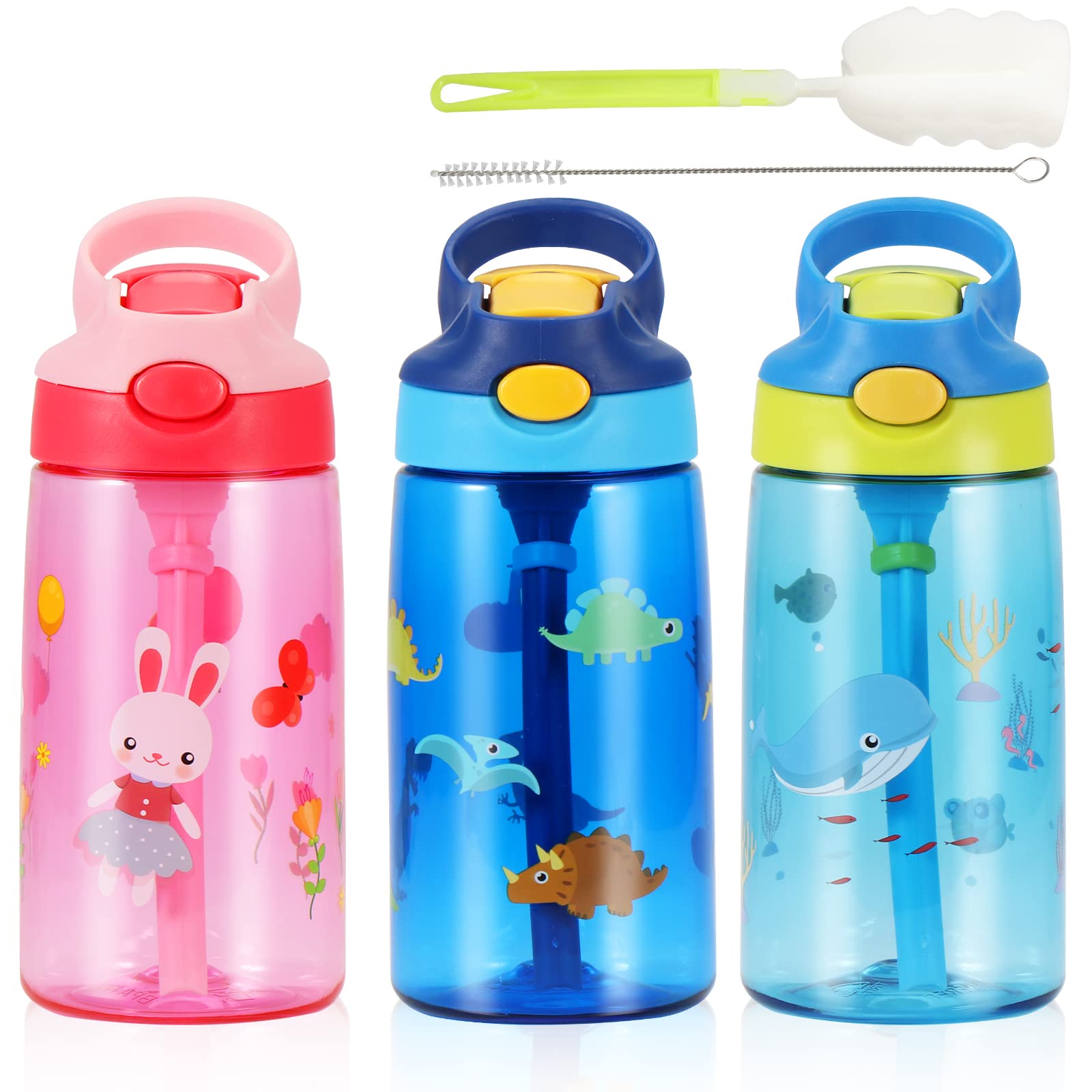 SUPPRUI Kids Water Bottles with Straw for School,480ml Water Bottle ...