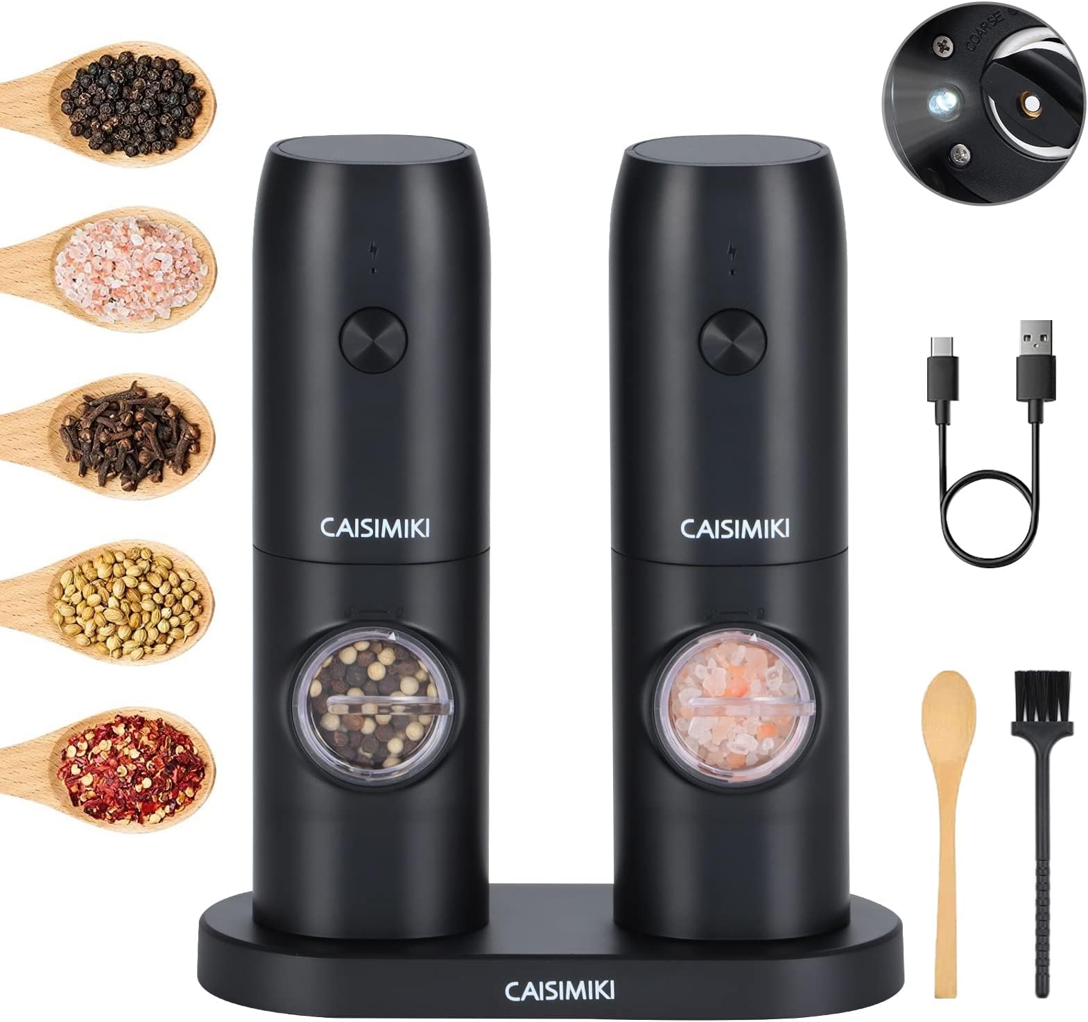 Amazon.com: Edleikoke Electric Salt and Pepper Grinder Set,One-handed ...