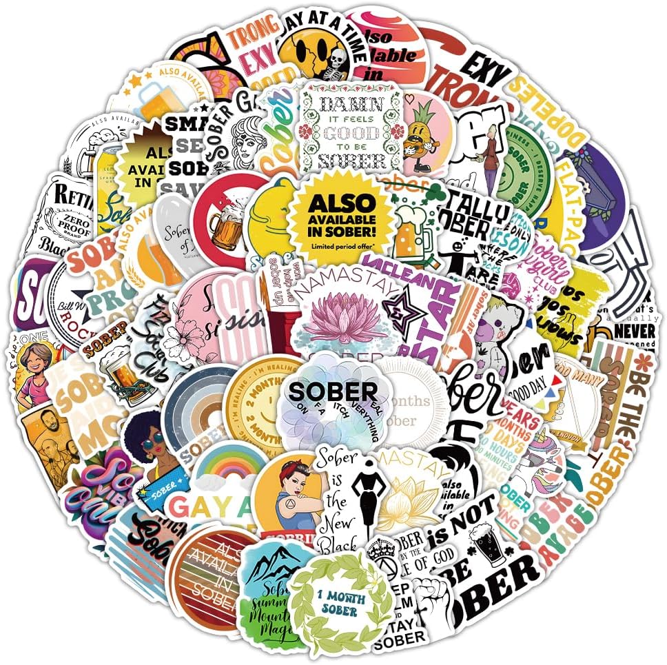 107Pcs Sober Stickers, Vinyl Sobriety Stickers Decals for Laptop Water ...