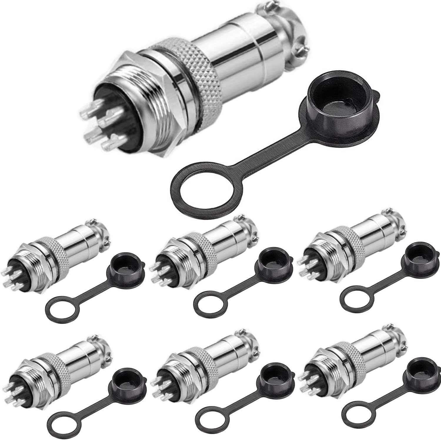 6PCS GX16 Thread 3 Pin Female Panel Metal Aviation Wire Connector 5A ...