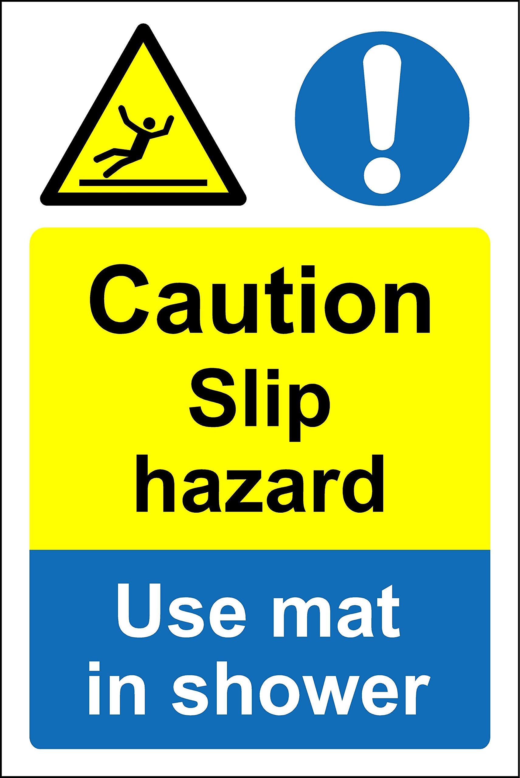 Caution slip hazard use mat in shower Safety sign - Self adhesive ...