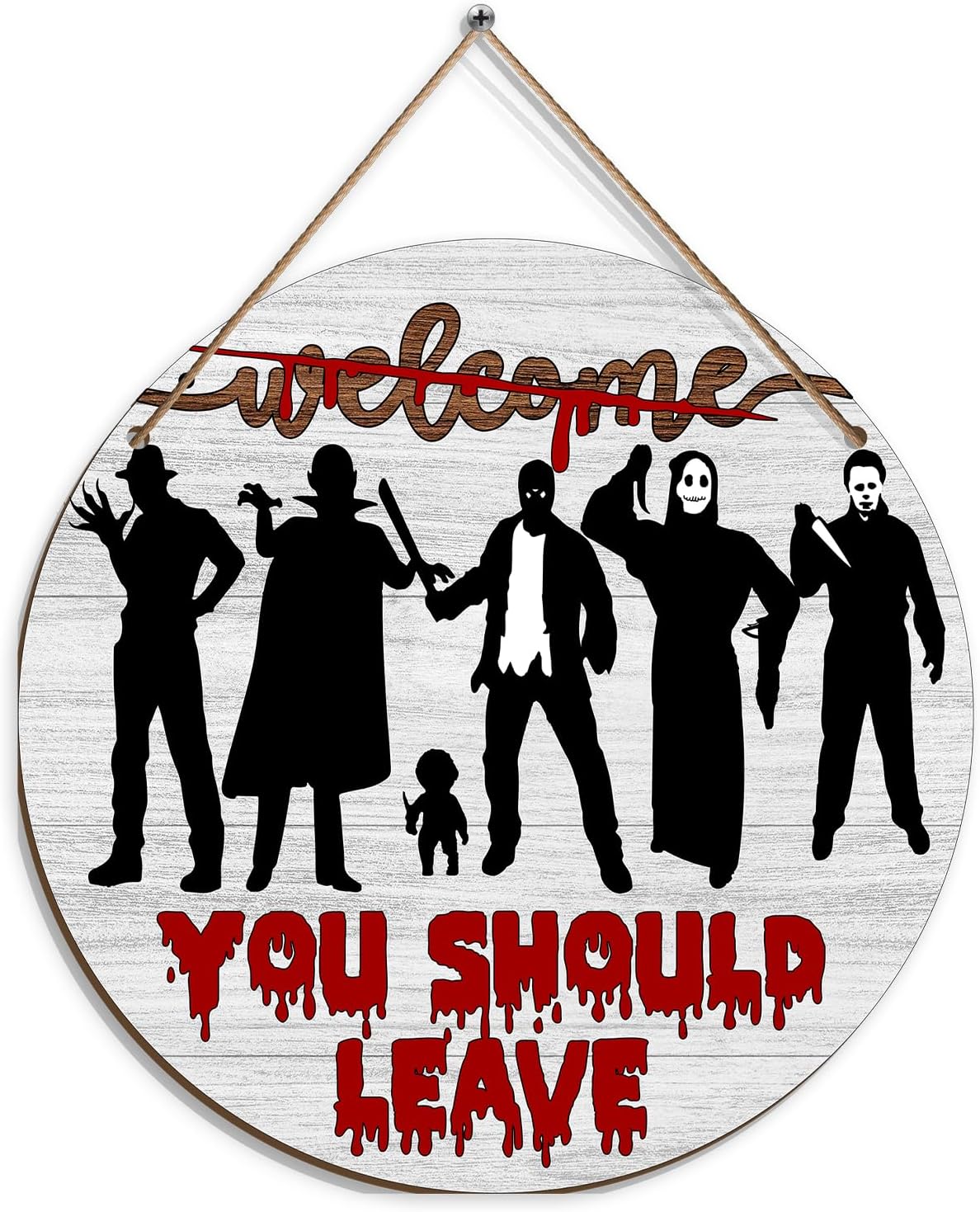 Amazon.com: FWIEXA Scary 3D Welcome Halloween Sign for Front Porch, You ...