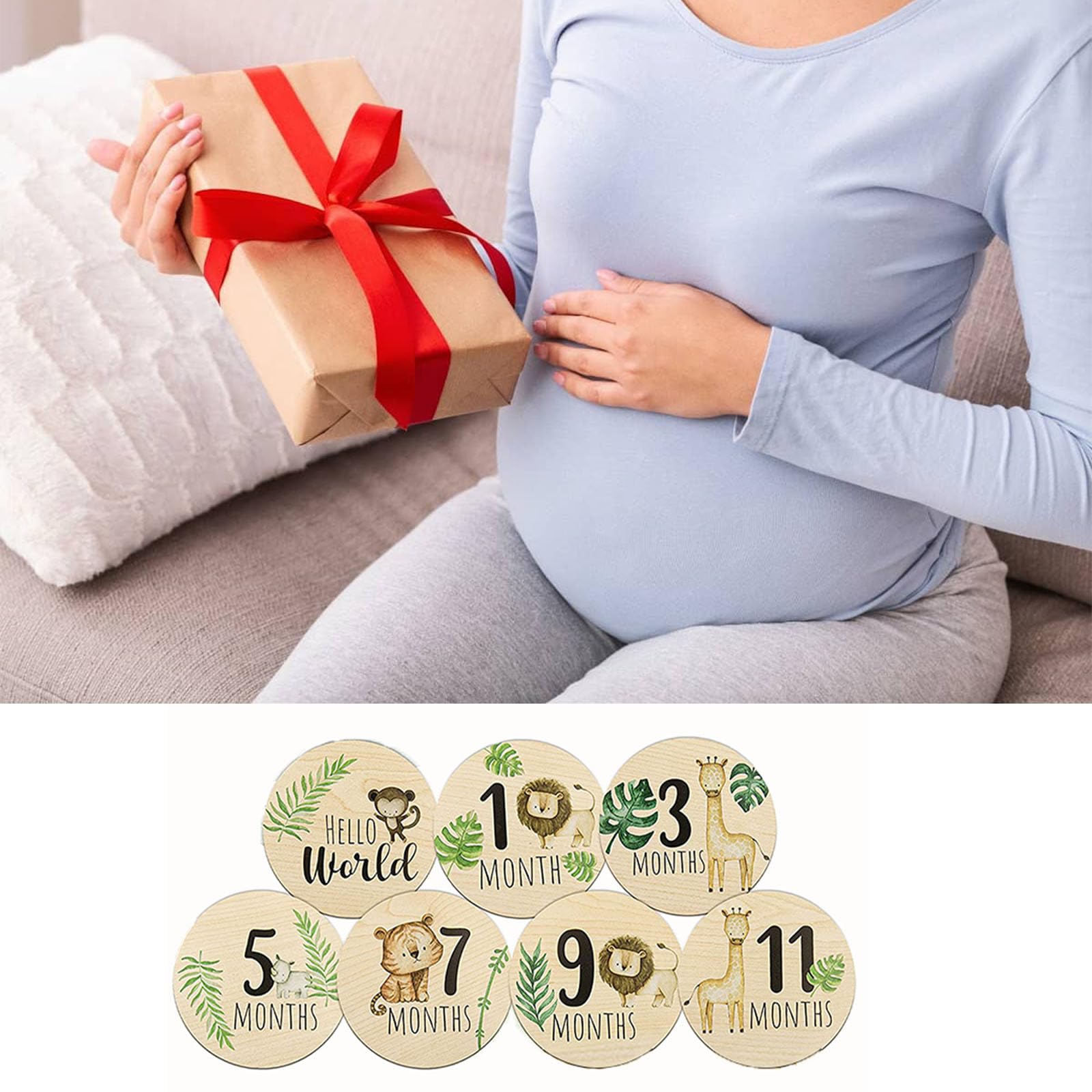 Set Neonato Regalo Nascita Carte Milestone In Legno Per Foto Neonato ...