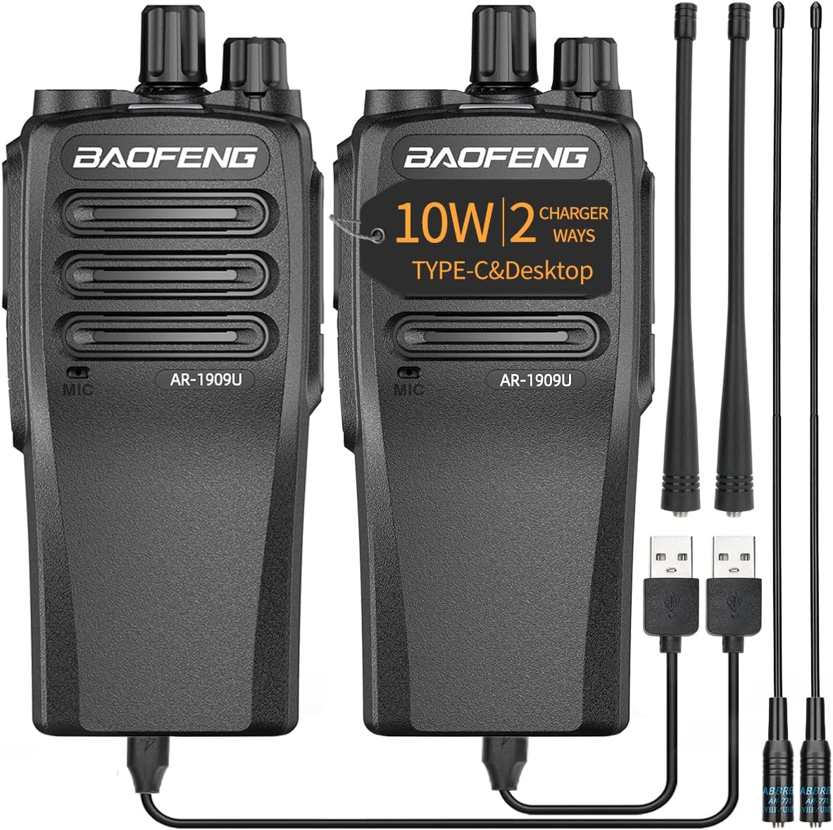 Amazon.com: 2Pack Baofeng AR-1909U Powerful Walkie Talkie Long Distance ...