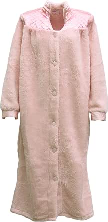 Women's Ladies Supersoft Button Up Dressing Gown Bath Robe w Quilted ...