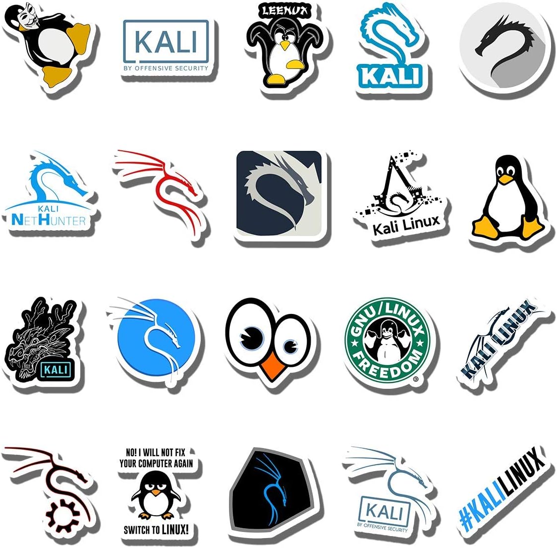 Amazon.com: 20 PCS Stickers Pack Kali Aesthetic Linux Vinyl Colorful ...