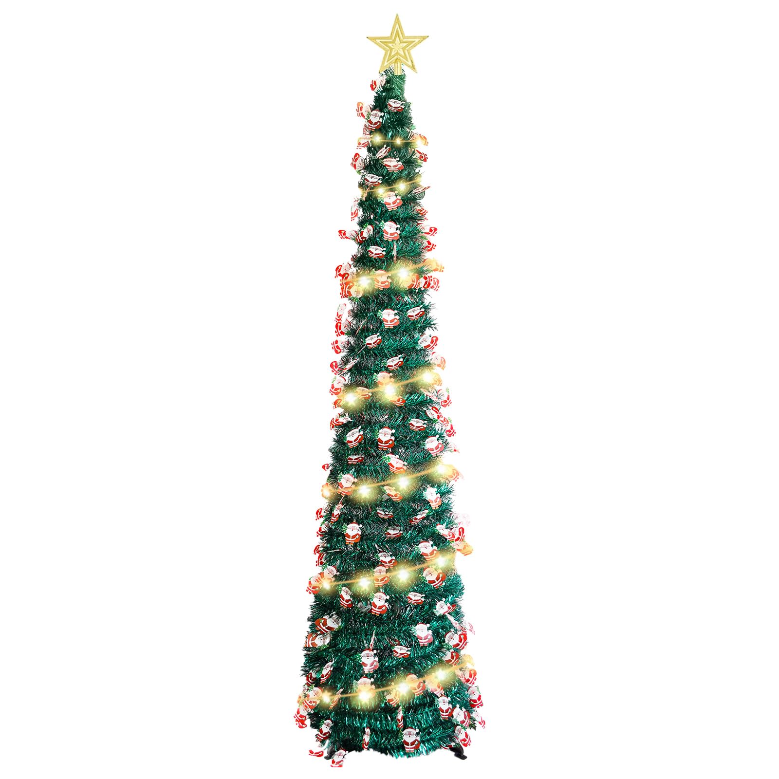 Yallmie 5Ft Collapsible Christmas Tree, Led Xmas Tree with 16.5Ft ...