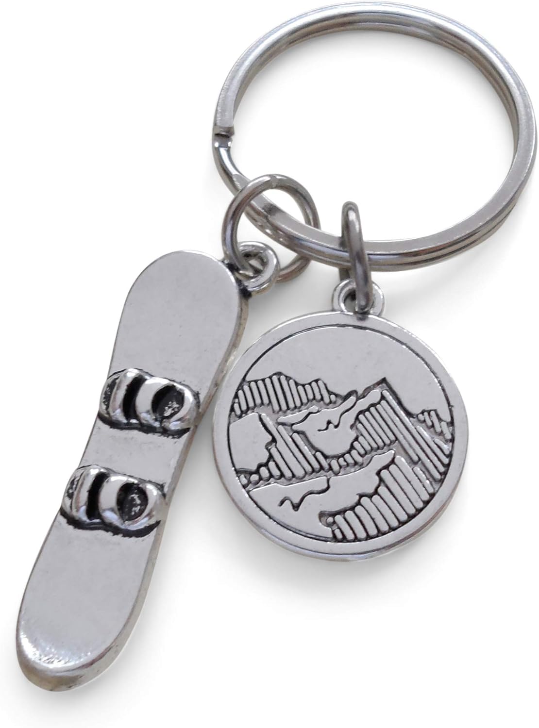 Amazon.com: JewelryEveryday Snowboard & Mountain Charm Keychain ...