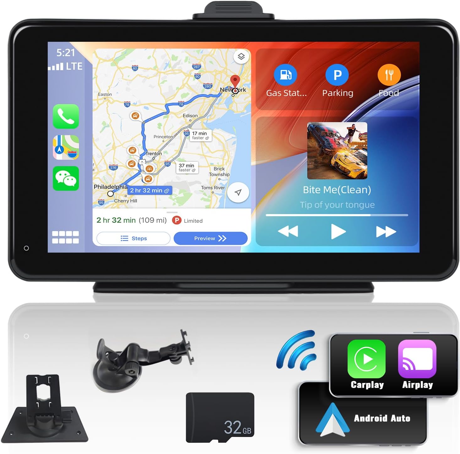 Amazon.com: Bvdfgk Portable Carplay Screen for Car - 7 inch Carplay ...