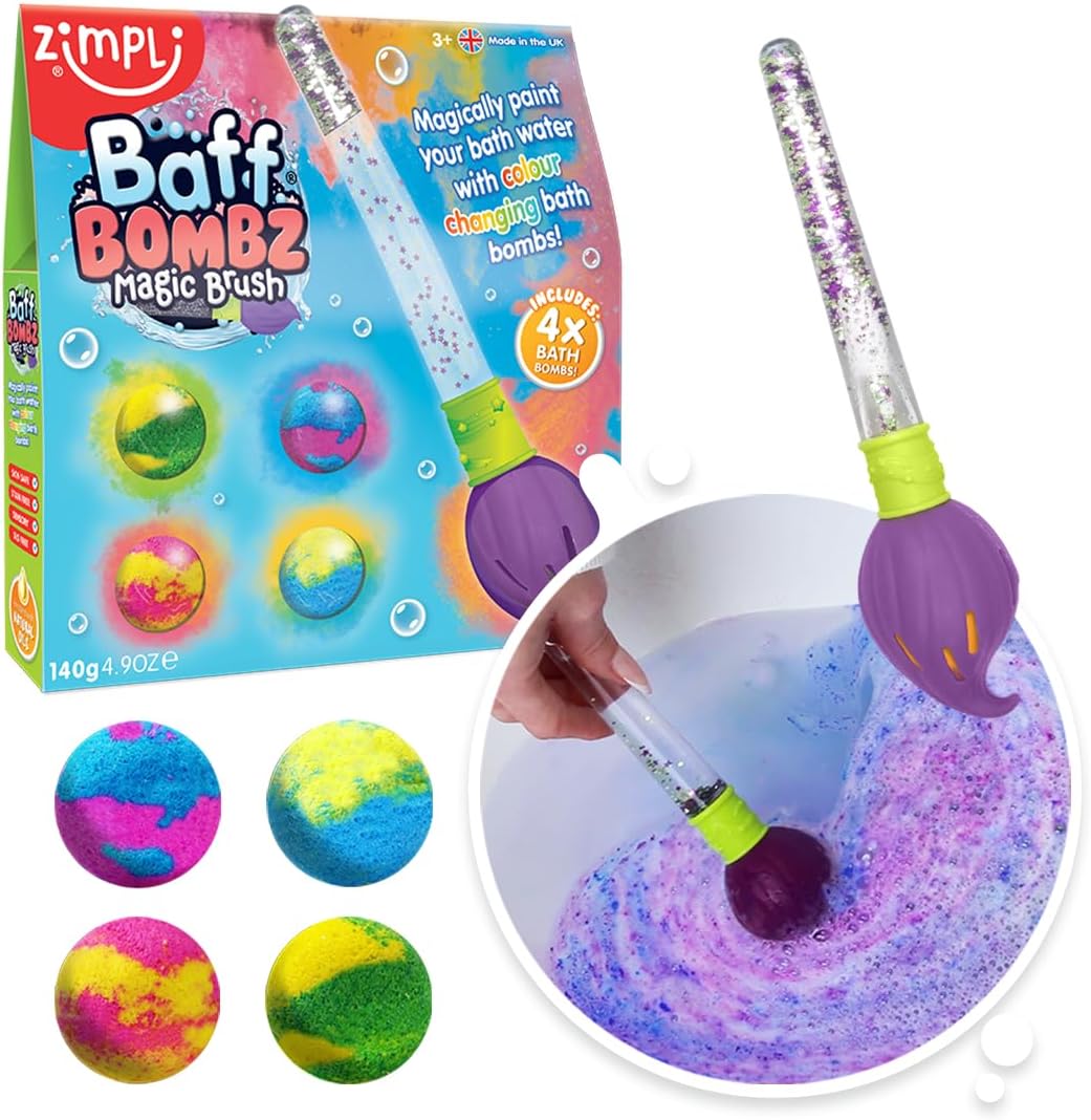 Amazon.com : Zimpli Kids Baff Bombz Magic Brush, 4 x Bath Bombs ...