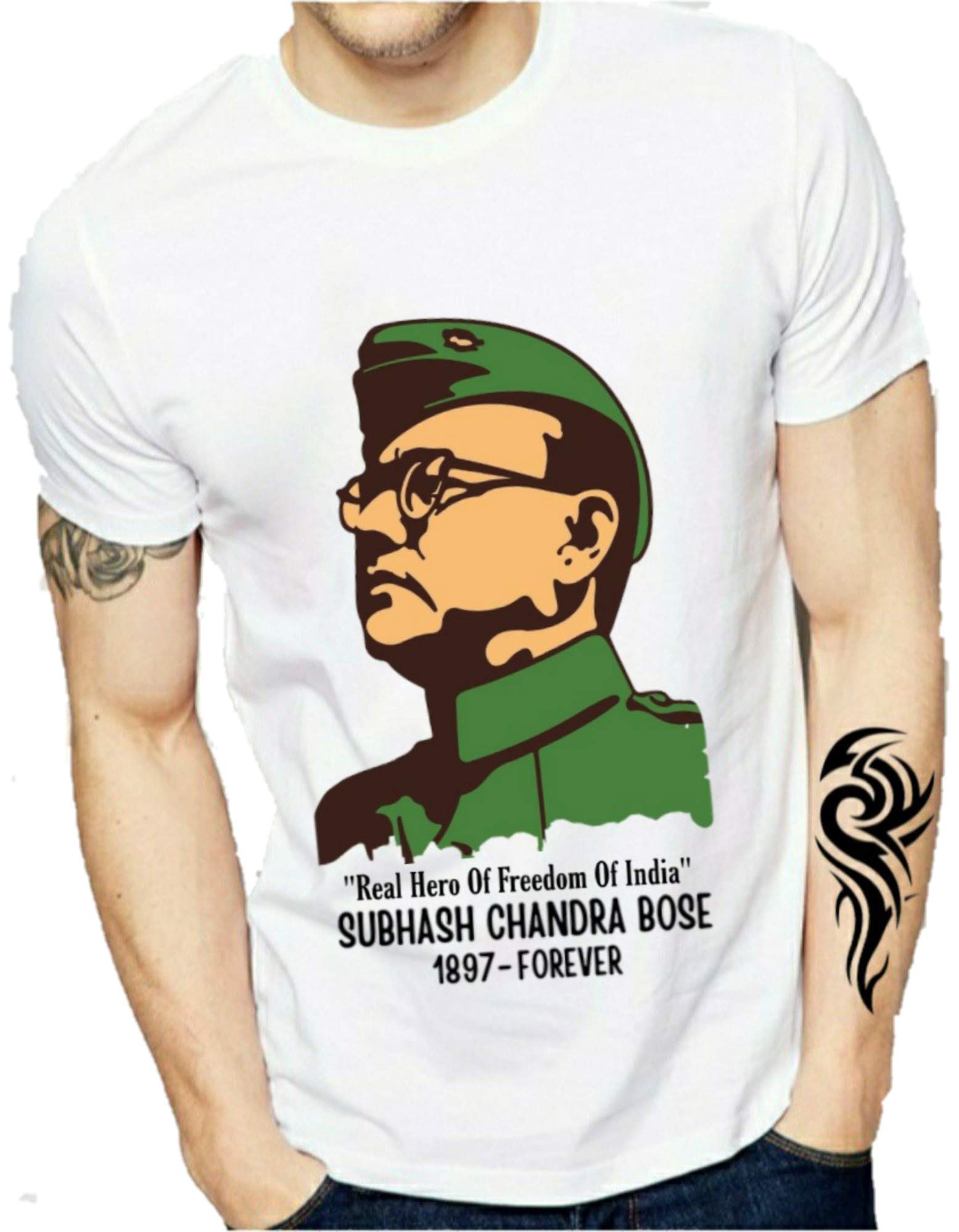 Jmpmens Regular Fit Netaji Subhash Chandra Bose The Real Hero ...