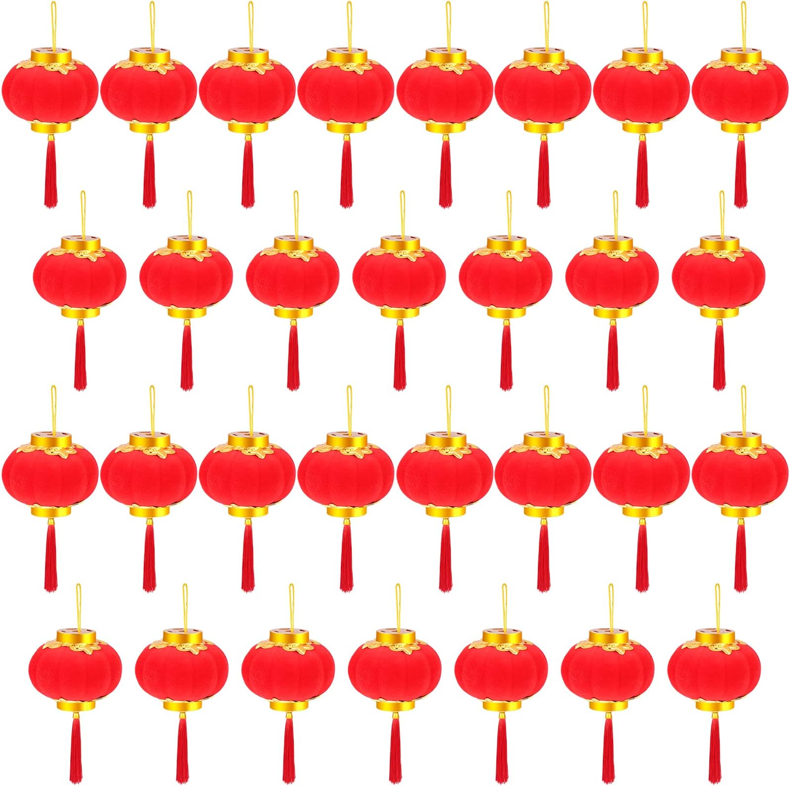 Amazon.com: Uoeo 30 Pieces Red Chinese Lanterns Mini Lanterns ...