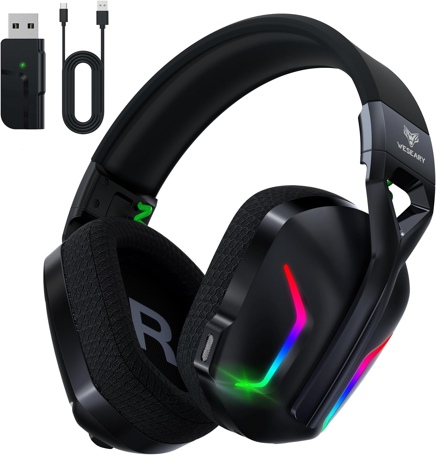 WESEARY WG1 2,4G Wireless Gaming Headset mit Mikrofon für PS5, PS4, PC ...
