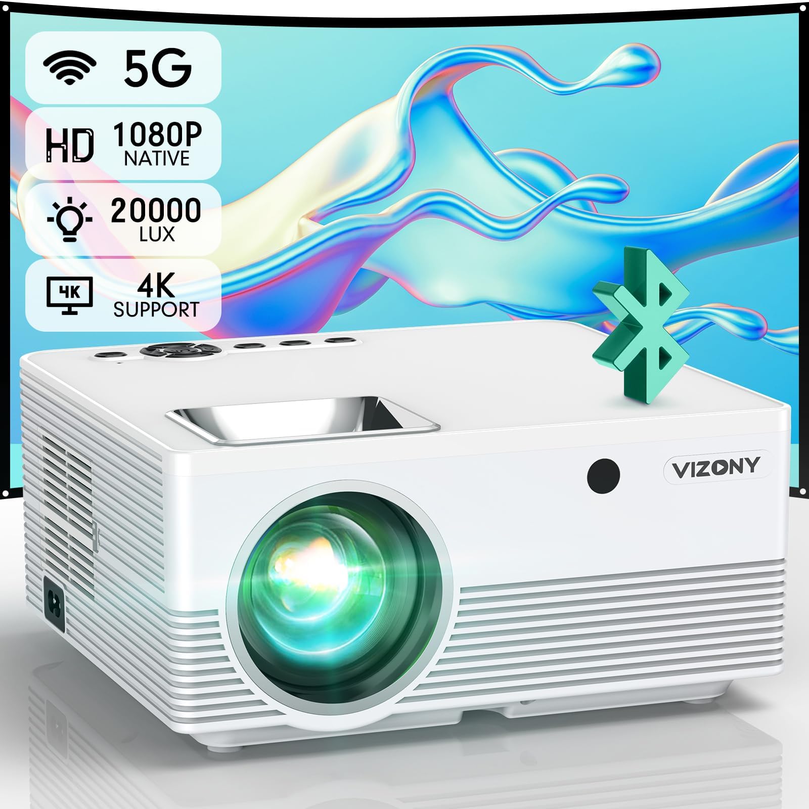 Amazon.com: Projector with 5G WiFi and Bluetooth, 20000L 600ANSI Full ...