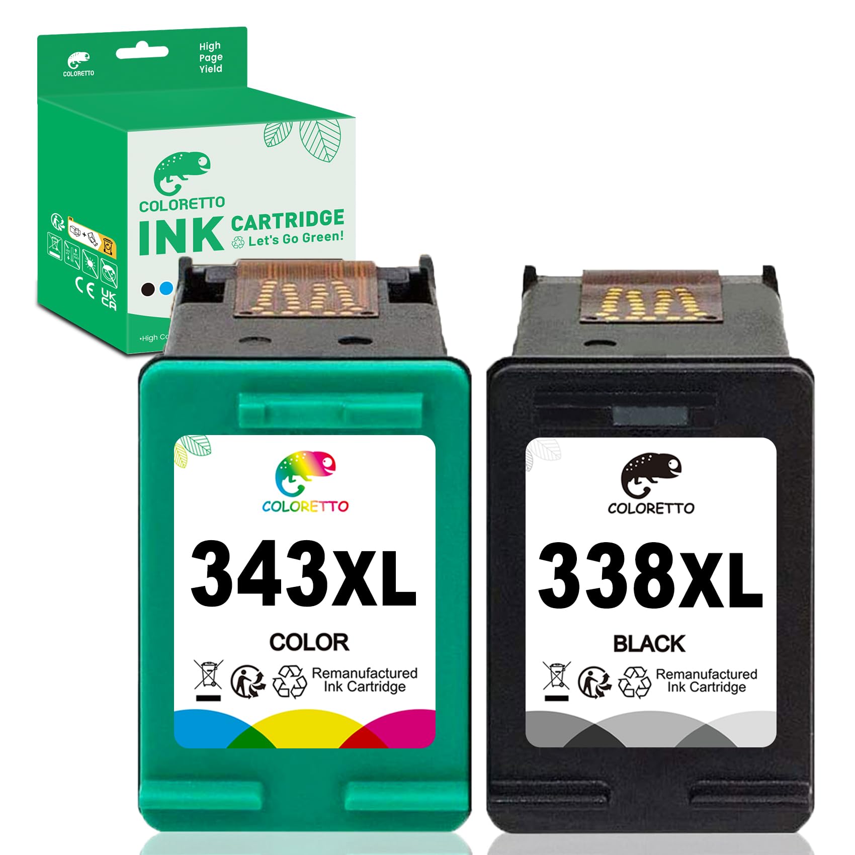 COLORETTO 338XL 343XL für HP 338 343 für Officejet 100 150 PSC 1610 ...