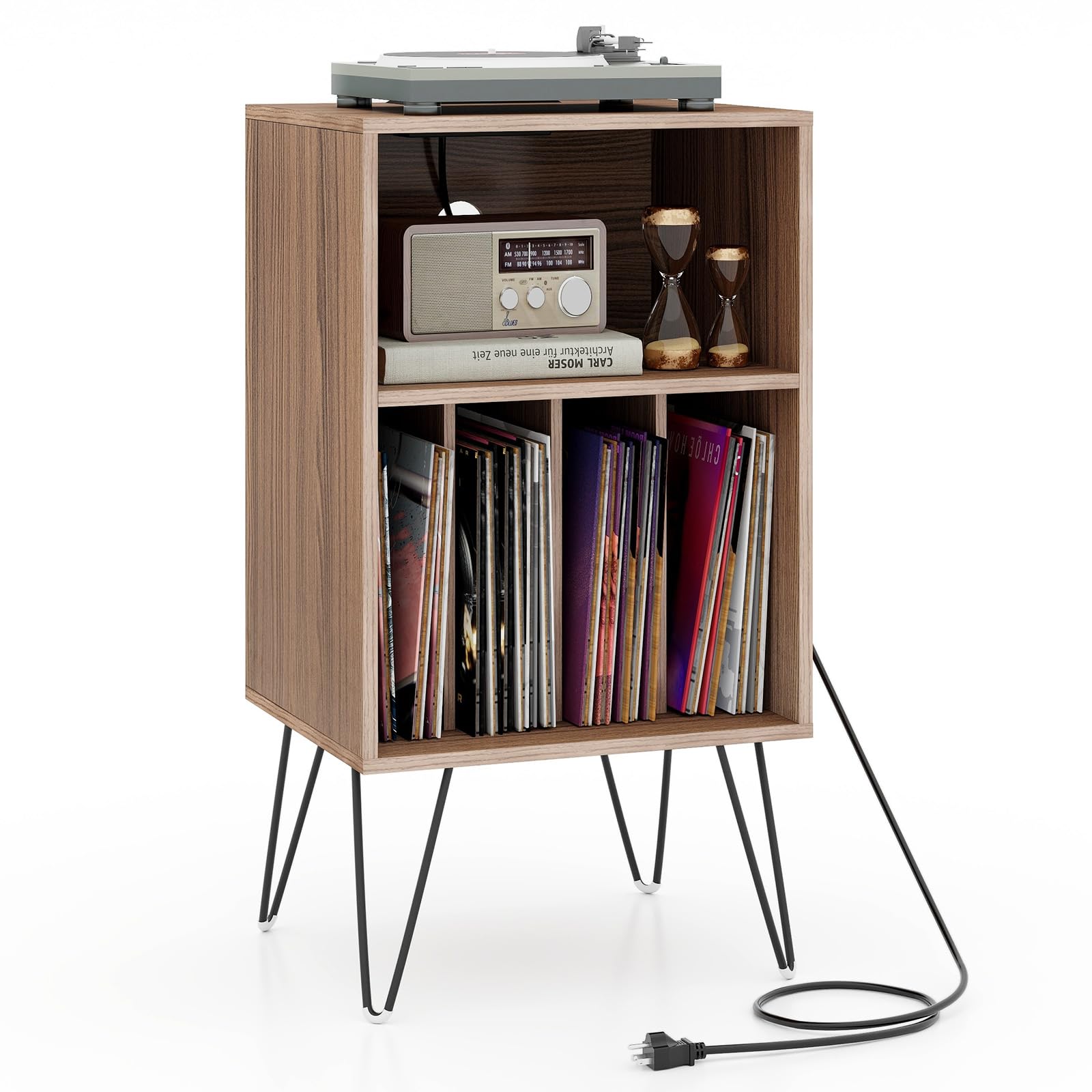 Amazon.com: Giantex Record Player Stand with Charging Station ...