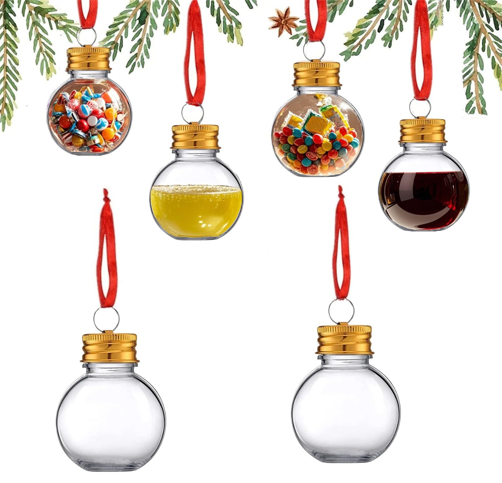 6pcs Christmas Booze Balls - Festive Fillable Boozeballs,Xmas Clear ...