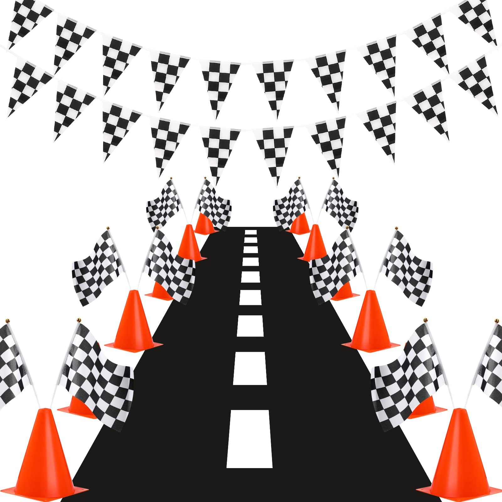 Amazon.com: 100 Foot Long Race Track Car Finish Line Black and White ...