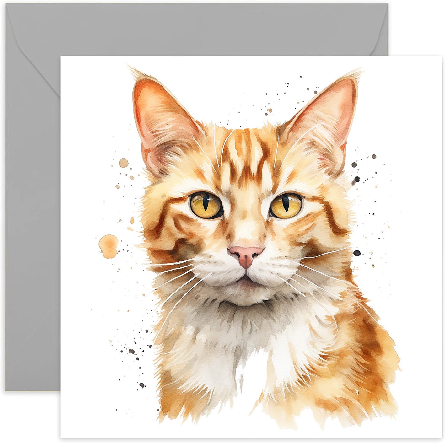 Old English Co. Watercolour Cat Card - Ginger Cat Card for Pet Owner ...