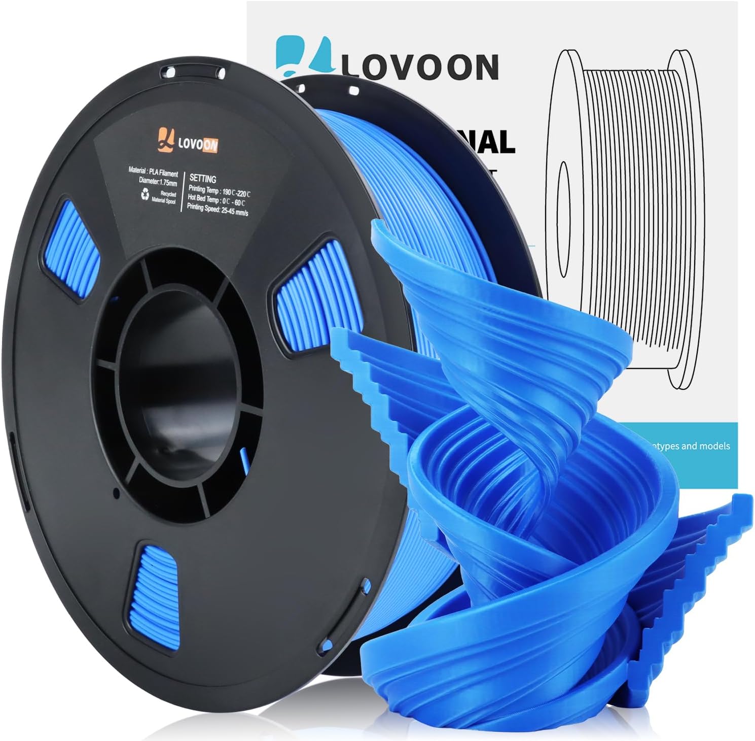 Amazon.com: MENETEE PLA Filament 1.75mm, Black PLA 3D Printer Filament ...