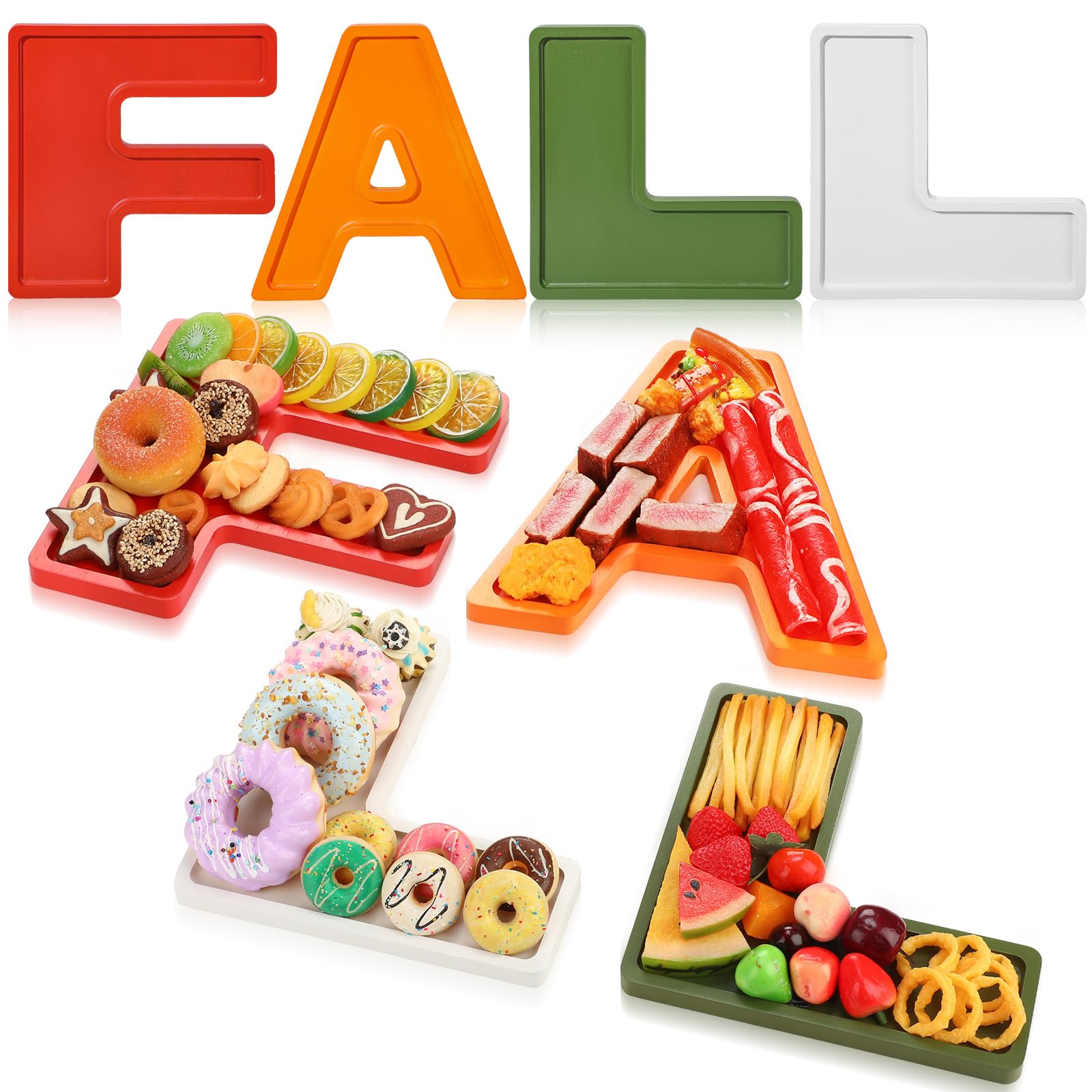Amazon.com | FillTouch 4 Pcs Fall Wooden Serving Tray Fall Letters ...