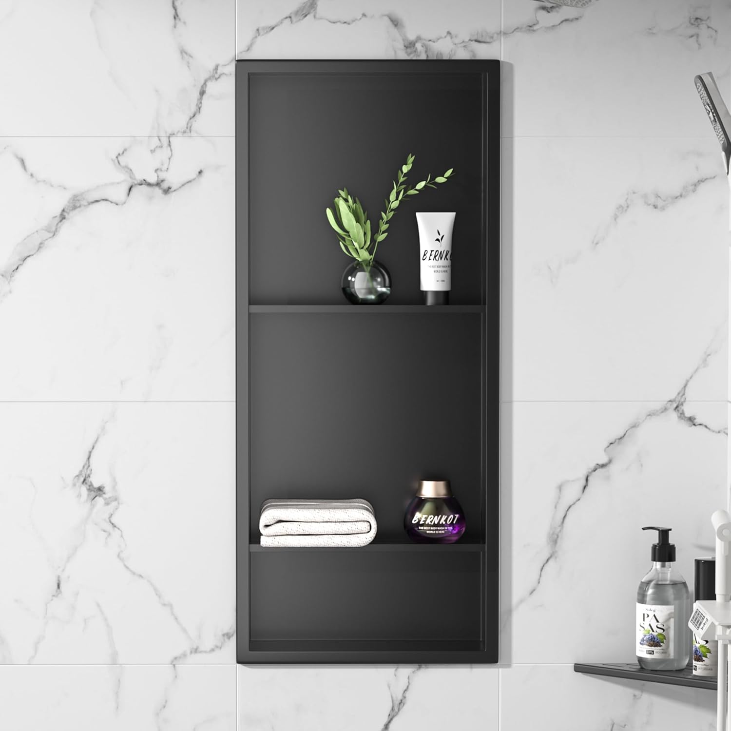 Bernkot Stainless Steel Shower Niche 30" X 12" Matte Black No Tile ...