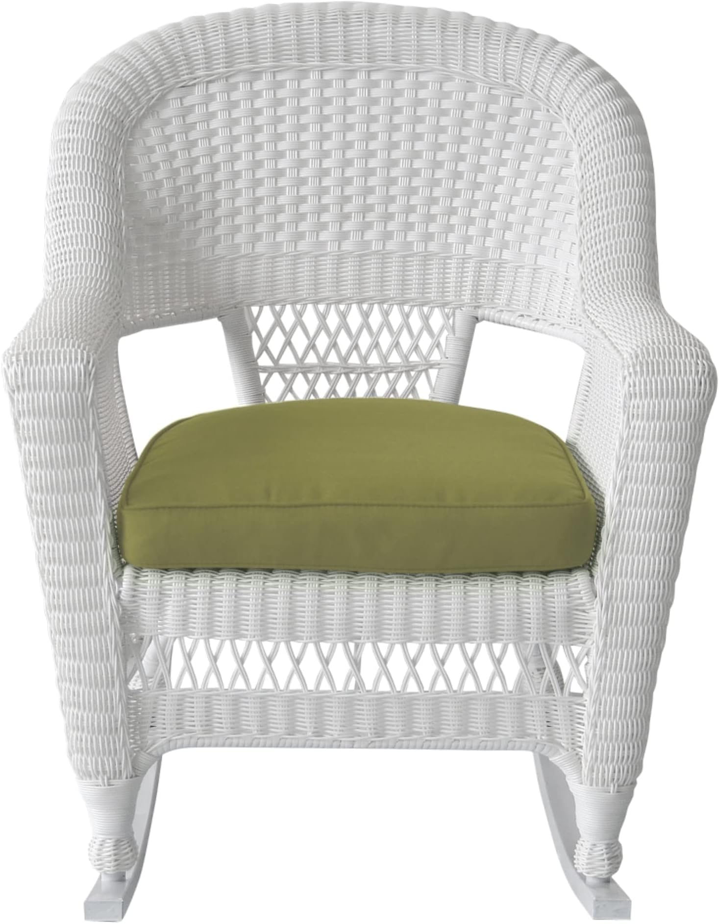 Amazon.com: Jeco Rocker Wicker Chair with Red Cushion, Set of 2, White ...