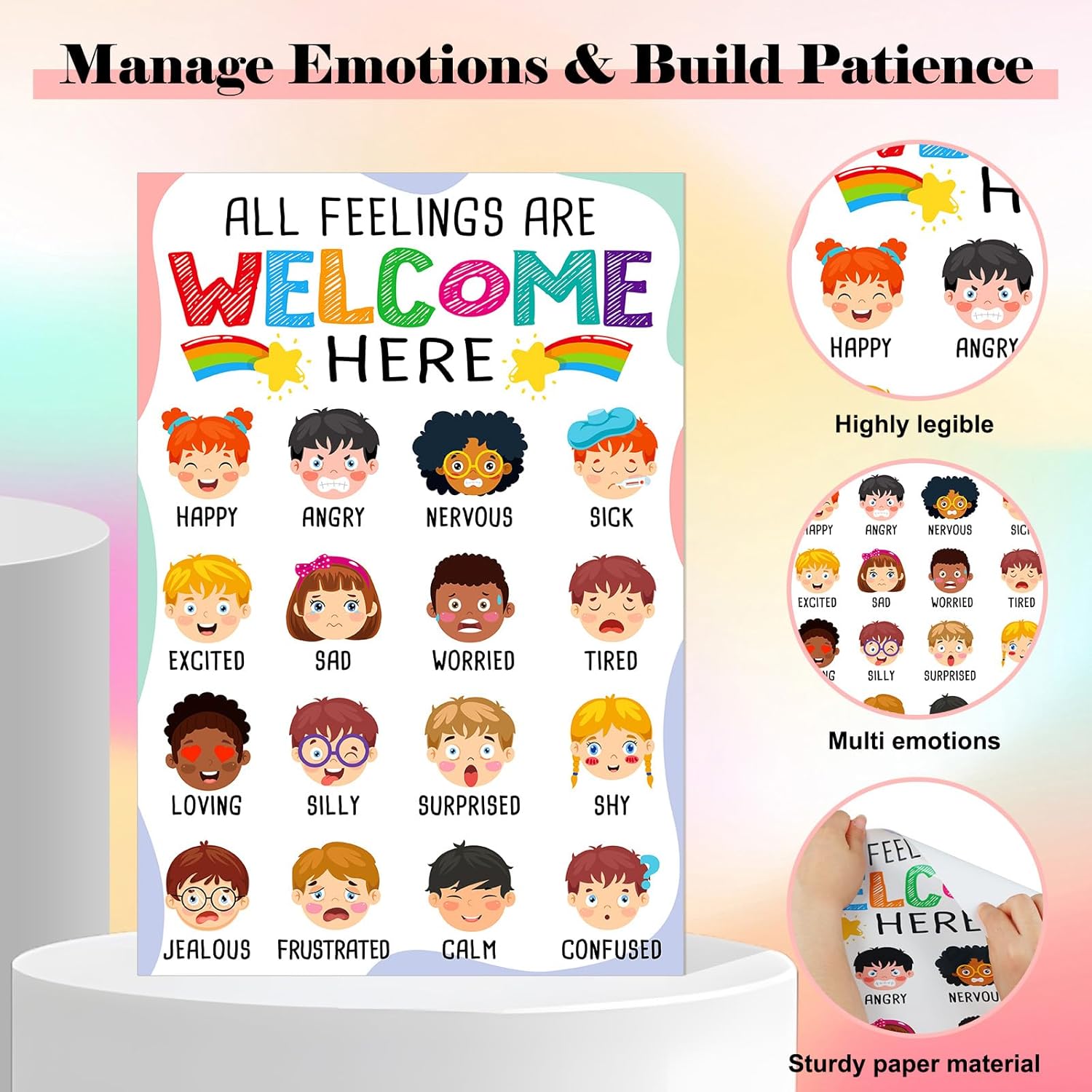 Feelings Poster Feelings Chart Poster, Educational And Motivational Tool For Feeling Chart For Kids
