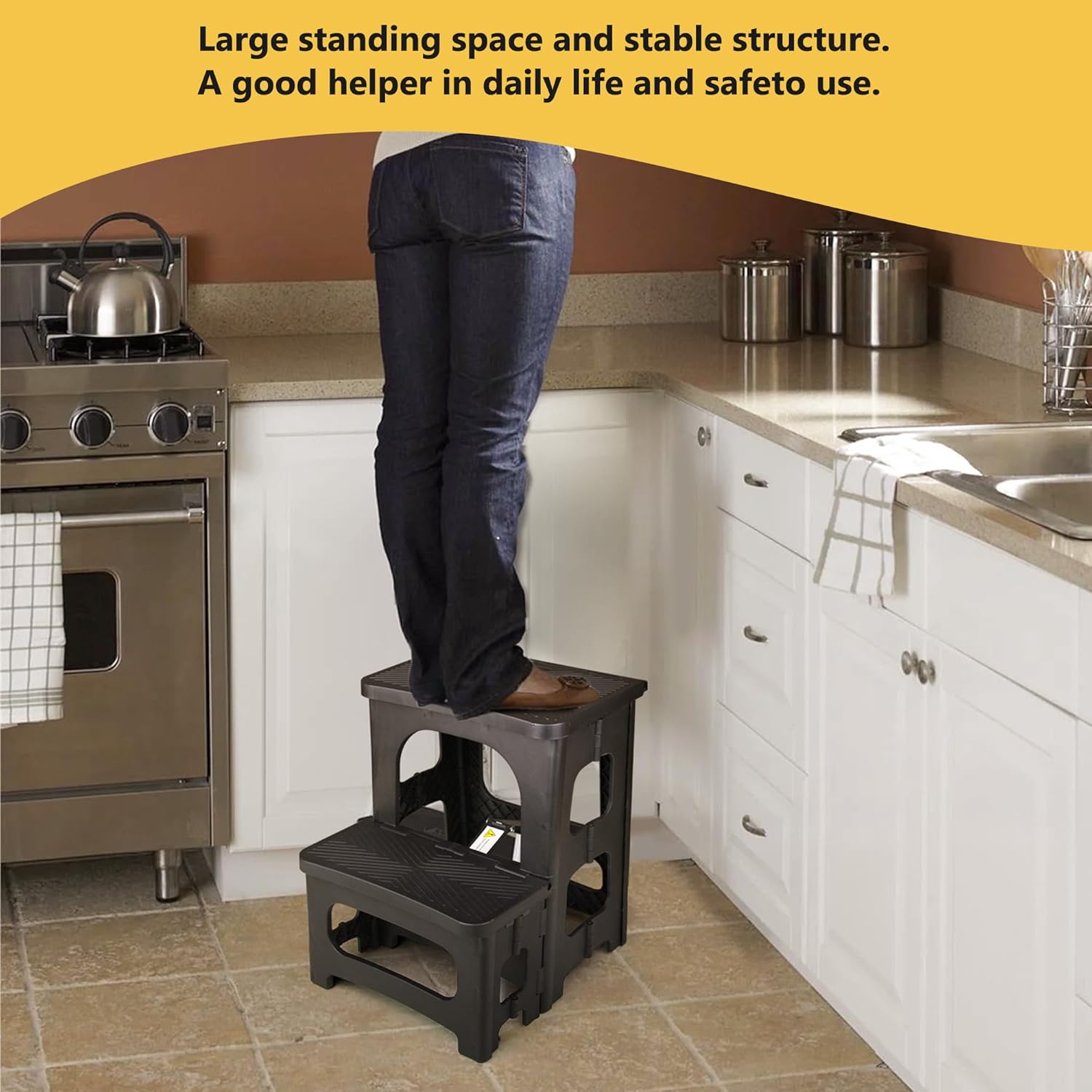 Folding 2 Step Stool, Non-Slip Collapsible Step Nepal | Ubuy