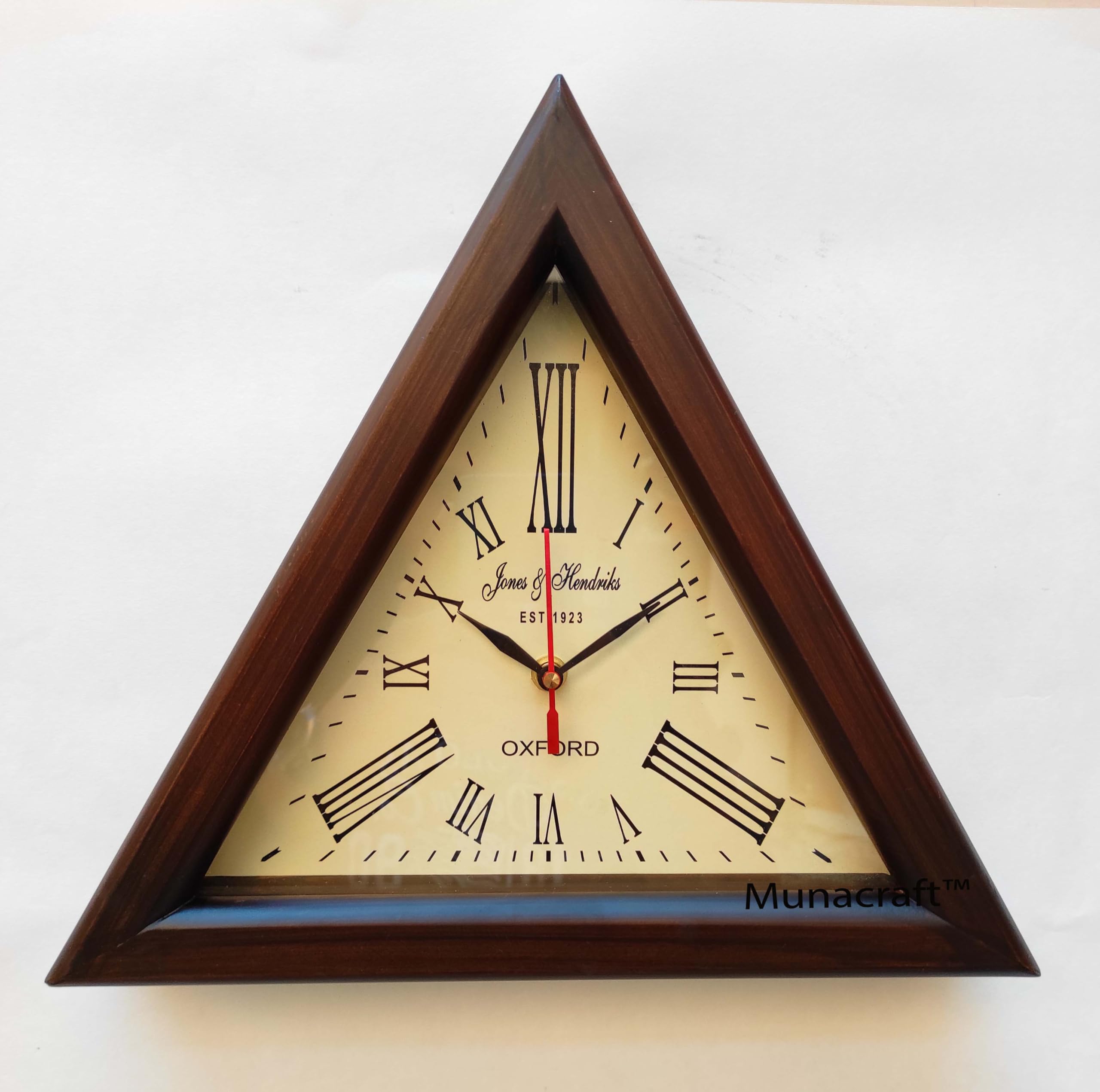 Buy Munacraft Triangle Wooden Clock 12 inches Wooden Triangle Wall ...