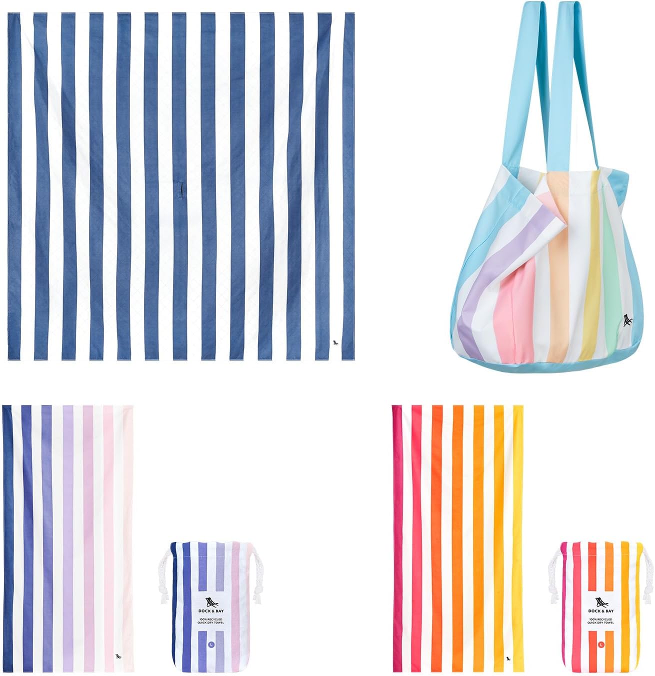 Amazon.com: Dock & Bay Ultimate Beach Kit Bundle - Two Quick Dry Towels ...