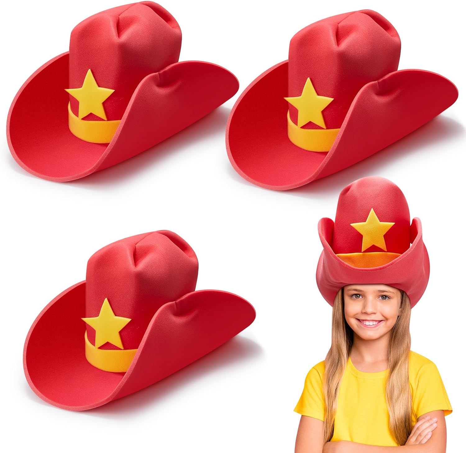 Amazon.com: Jeyiour 4 Pcs Foam Cowboy Hat Huge Vintage Cowboy Hat Fun ...